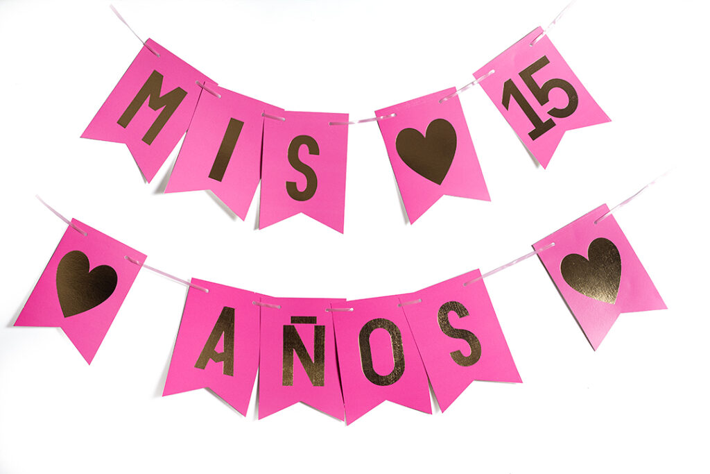 Banderín 15 años Rosa x 1 – Goldmundo