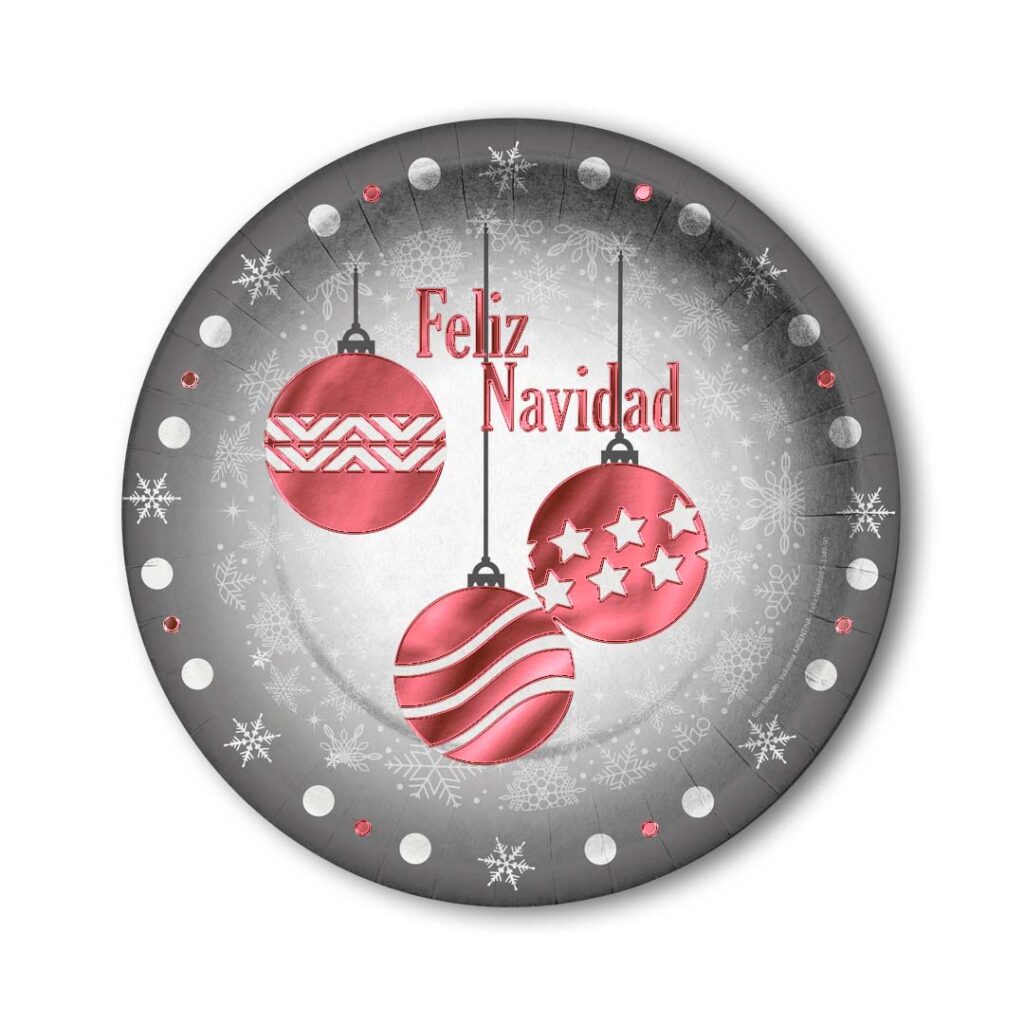 Plato Navidad Plateado y Gold Rose x8 – Goldmundo
