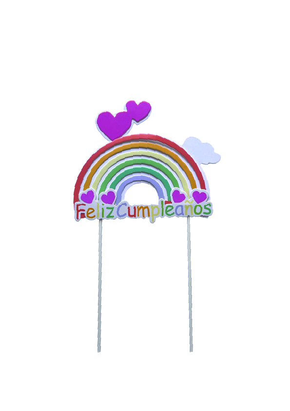 Topper Arco Iris Feliz Cumple Rosa x1 – Goldmundo